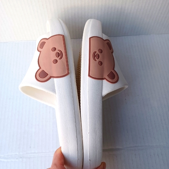 Hello Sleepers | Shoes | Nwot Cartoon Teddy Bear Creamywhite Slides ...